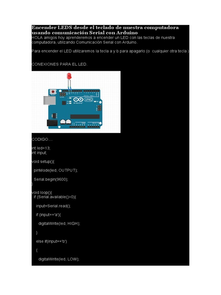 Encender LEDS Desde El Teclado de Nuestra Computadora Usando Comunicación Serial Con Arduino | PDF