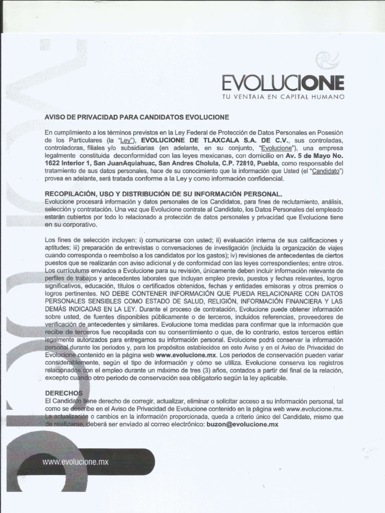 Aviso de Privacidad PDF | PDF