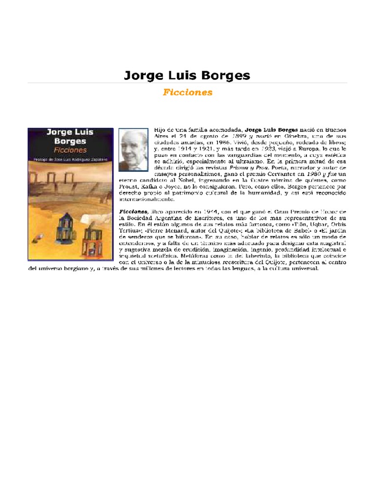 Jorge Luis Borges - Ficciones PDF | PDF