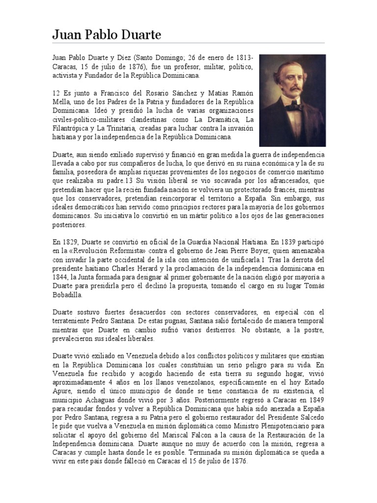 Juan Pablo Duarte Biografia | PDF