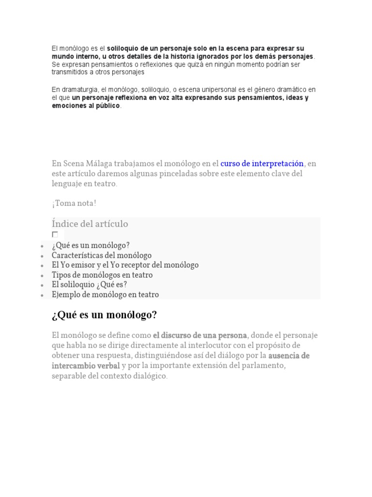 El Monólogo | PDF | Monólogo | Ciencia cognitiva