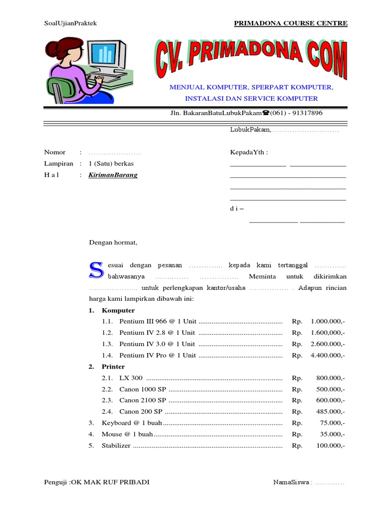Soal Ujian Tes Kemampuan Ms Word | PDF