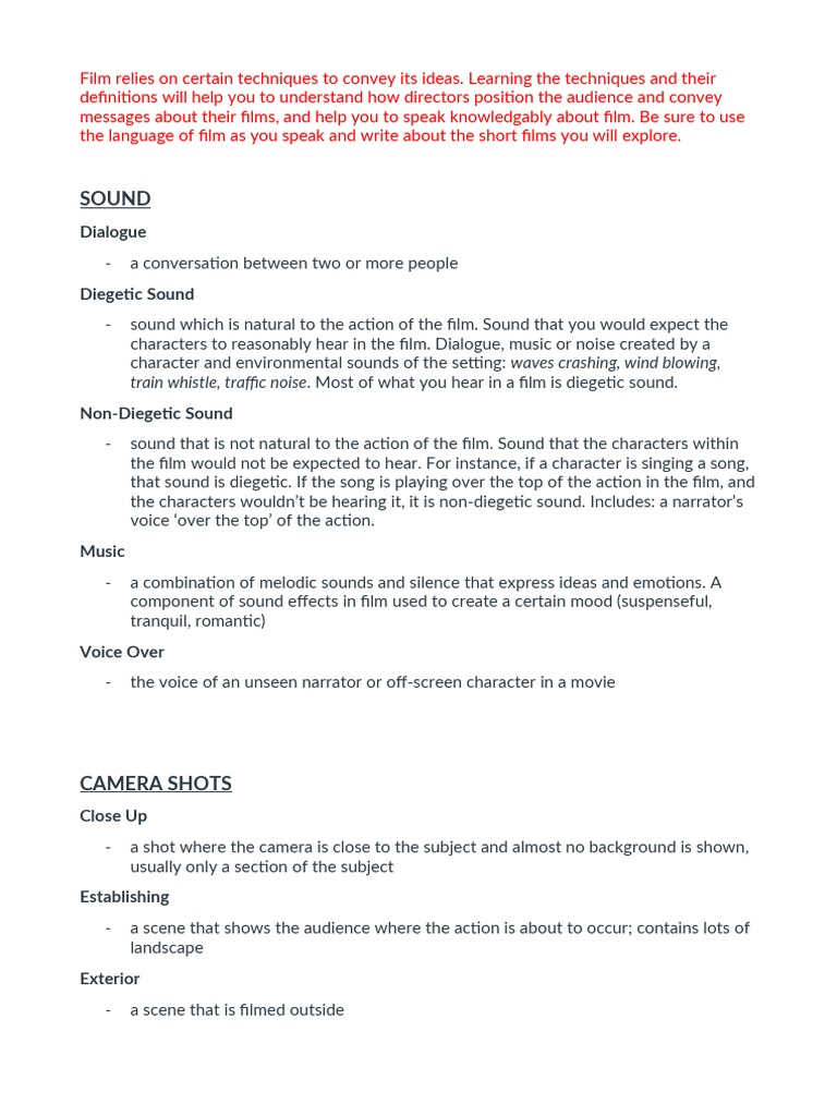 Film Techniques Eng | PDF | Camera | Lighting