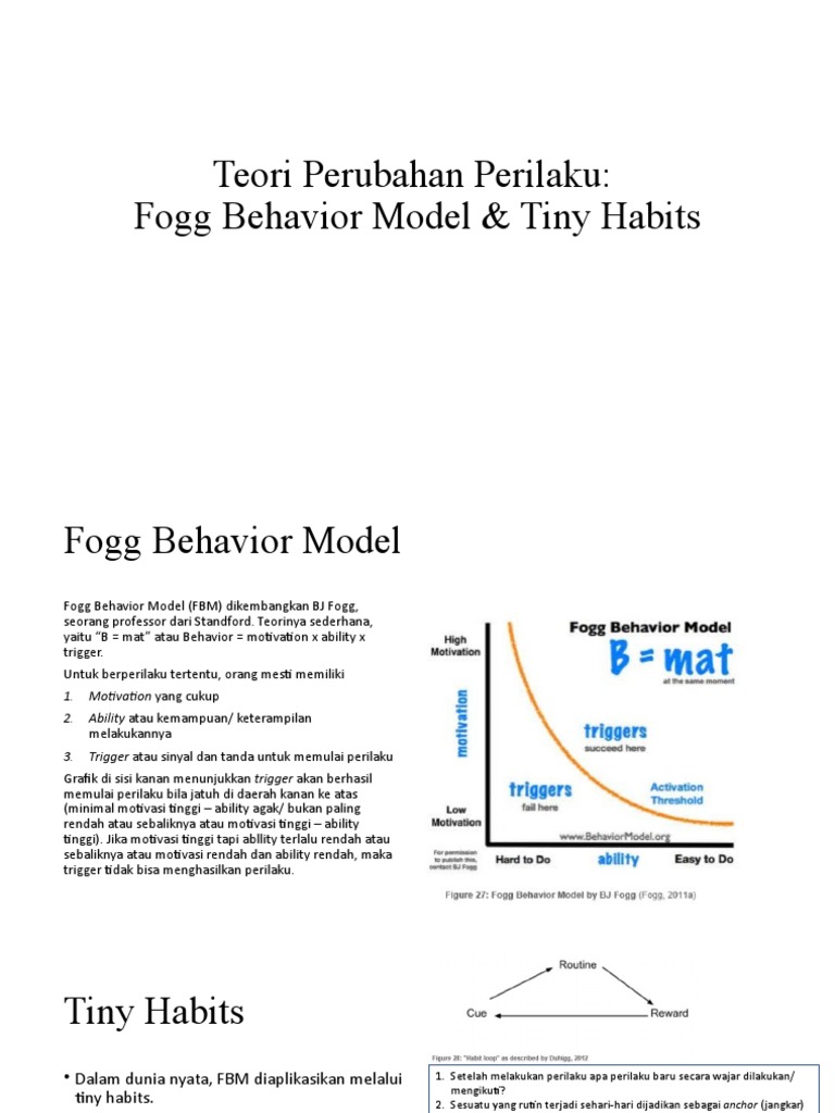 Teori Perubahan Perilaku Fogg Behavior Model | PDF | Pengembangan Diri