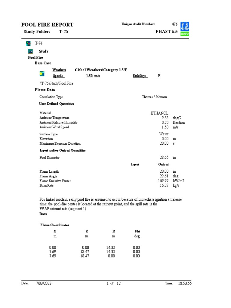 Pool Fire T-76 Reporte | PDF | Physical Phenomena | Nature