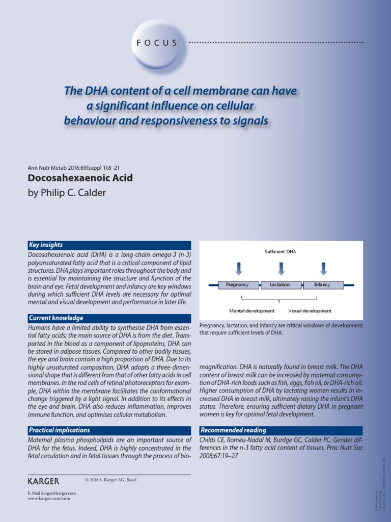 Calder, 2016 DHA | PDF | Docosahexaenoic Acid | Omega 3 Fatty Acid