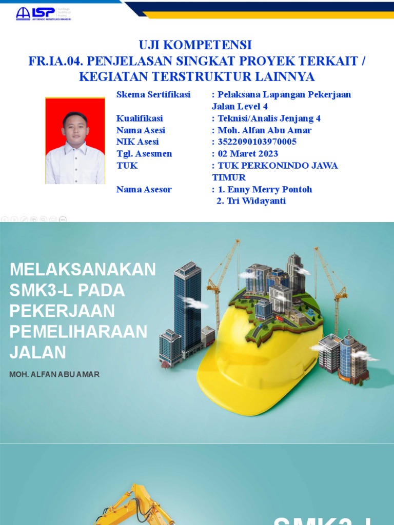 Presentasi Kegiatan 1 - Pelaksana Lapangan Pekerjaan Jalan - Jenjang 4 (Moh. Alfan Abu Amar ...