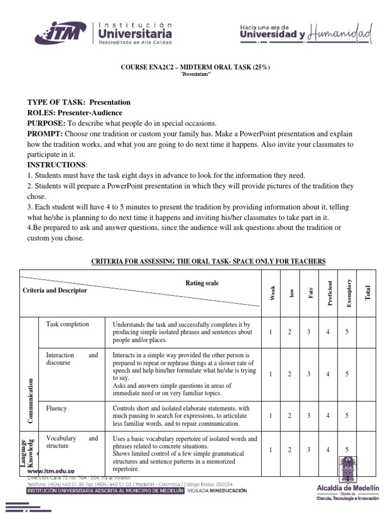Midterm Oral Task ENA2C2 | PDF | Question | Communication