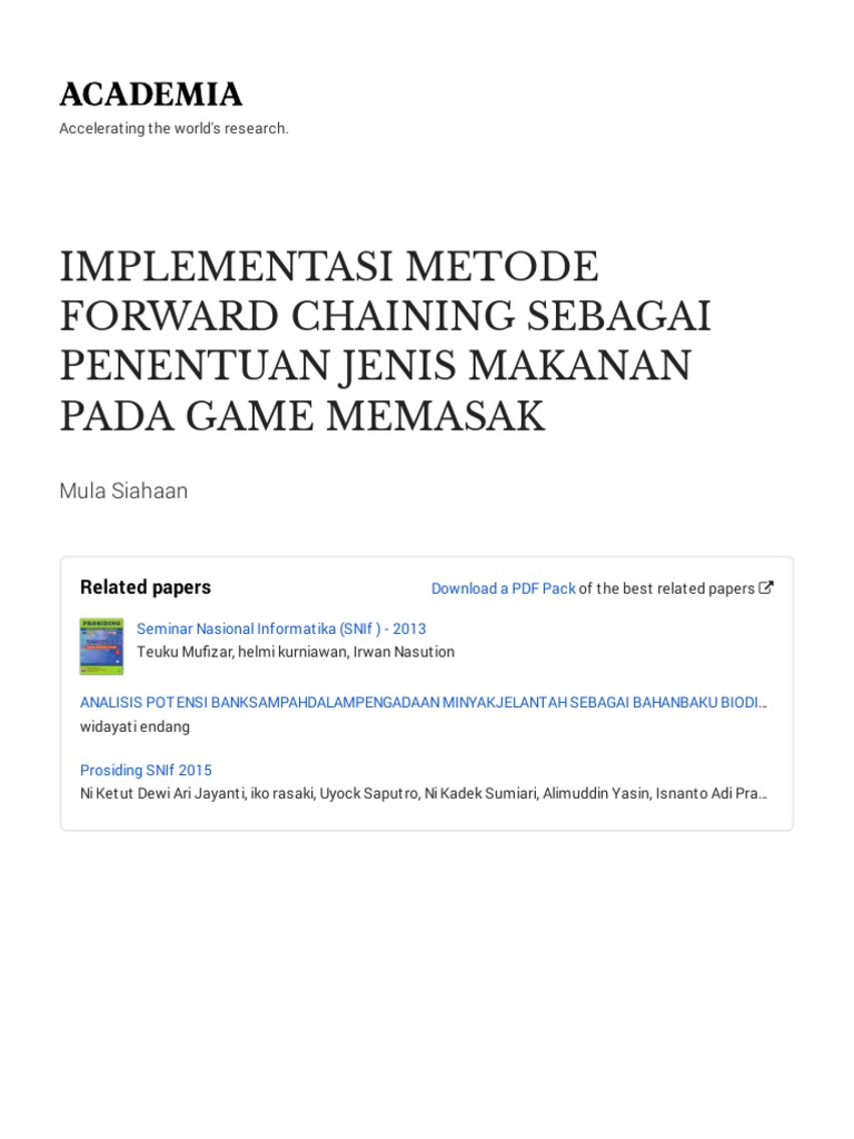 IMPLEMENTASI METODE FORWARD CHAINING SEBAGAI PENENTUAN JENIS MAKANAN ...