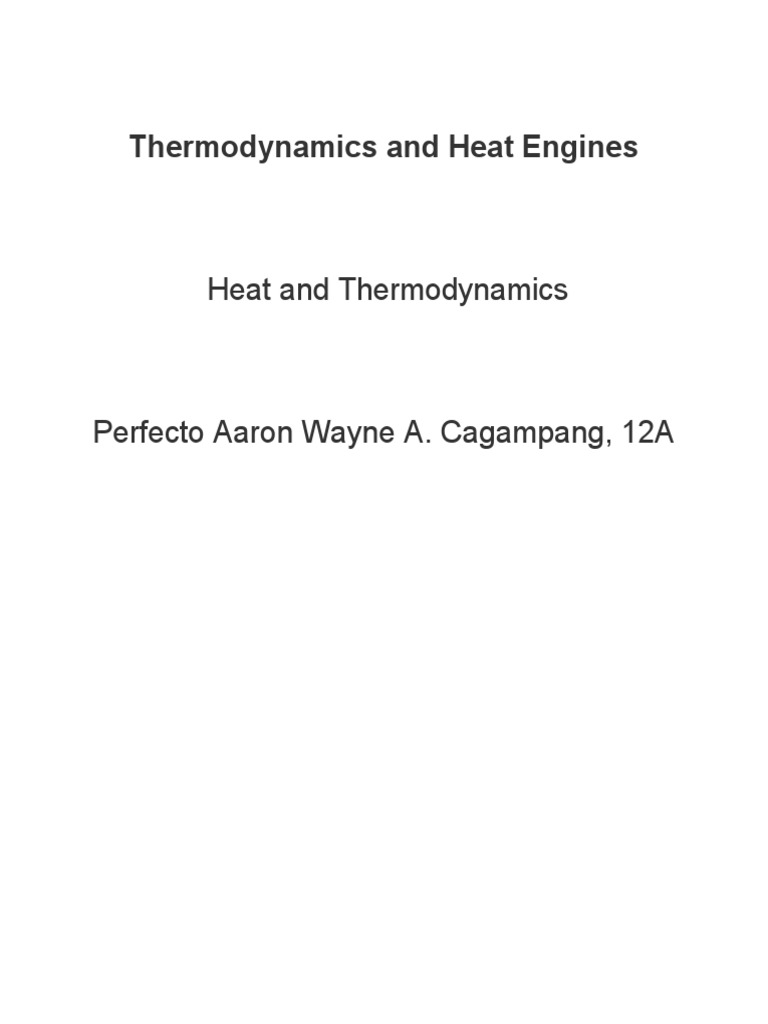 Thermodynamics of Heat Engines | PDF | Heat | Thermodynamics