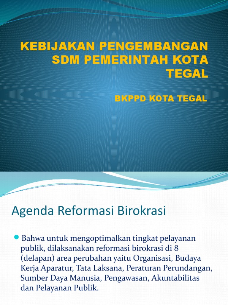 Kebijakan Pengembangan SDM Pemerintah Kota Tegal | PDF | Bisnis