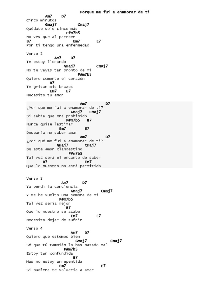Porque Me Fui A Enamorar de Ti LETRA Y TONOS | PDF