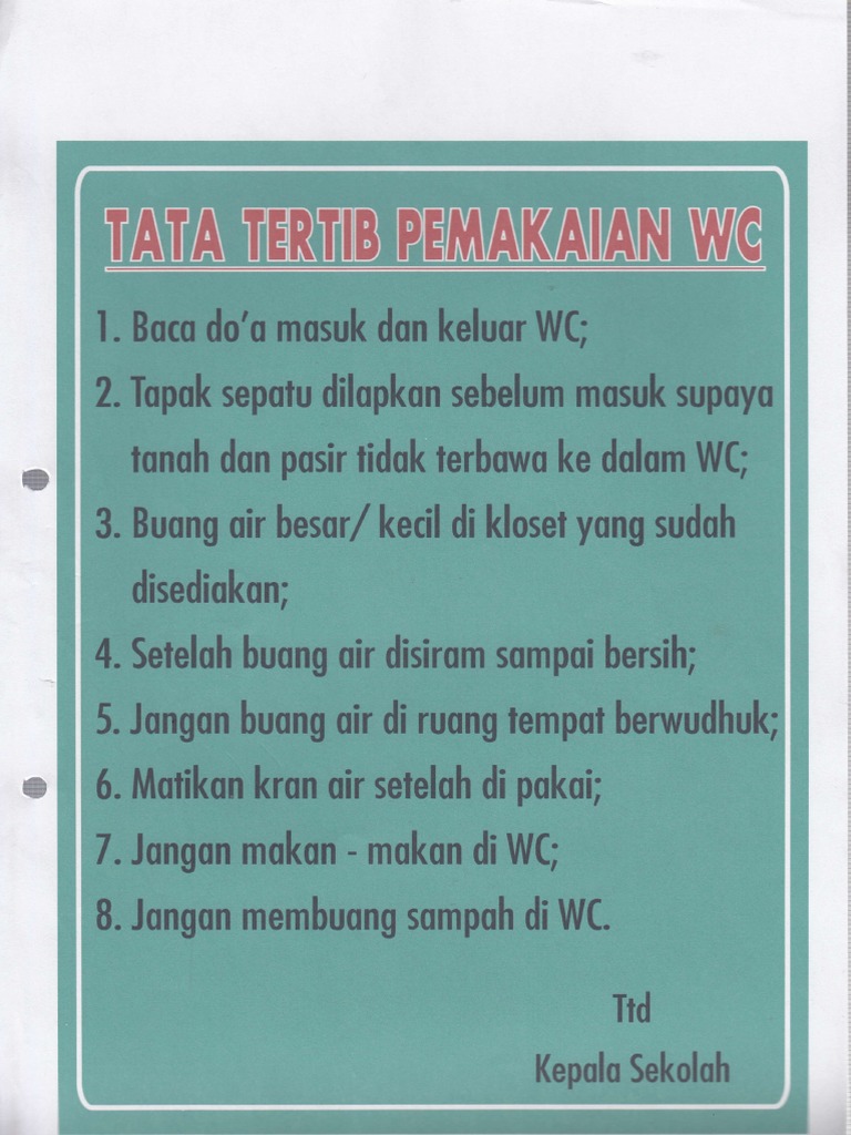 Tata Tertib WC (Toilet) | PDF