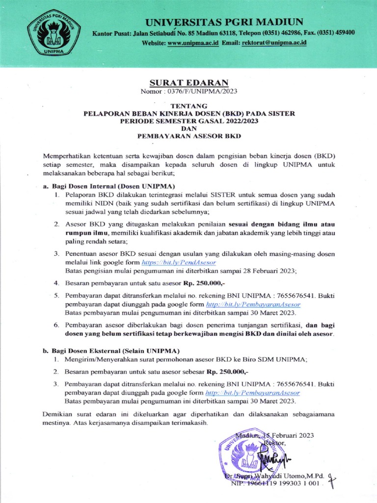 Surat Edaran Pelaporan BKD | PDF