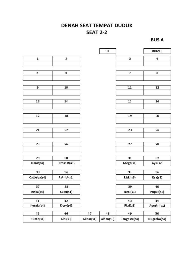 Bus Seat Layout Diagrams | PDF