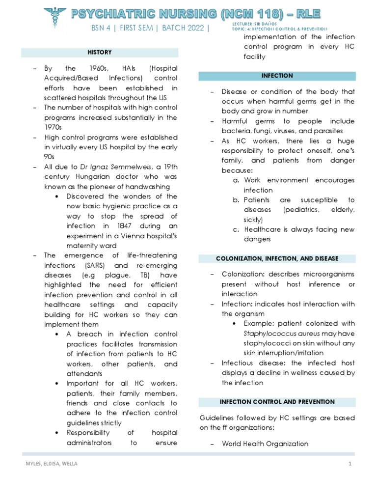 118 RLE Infection Control PDF | PDF | Hospital Acquired Infection ...