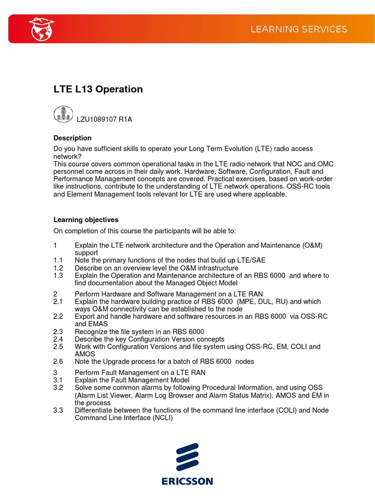 Course Description - LTE L13 Operations | PDF | Computing | Computer Science