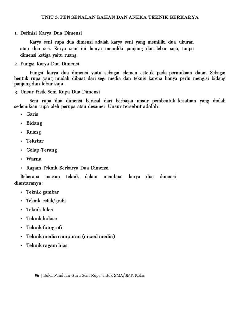 Unit 3. Pengenalan Bahan Dan Teknik Berkarya | PDF