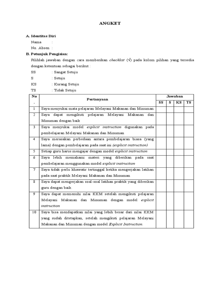 ANGKET | PDF | Karier & Perkembangan | Pengembangan Diri