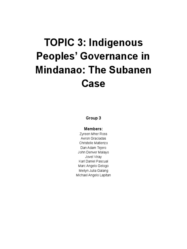 Subanen Tribe: Governance and Identity | PDF | Mindanao | Indigenous ...