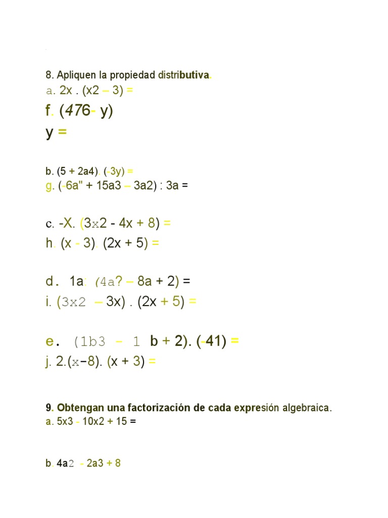 Propiedad Distributiva y Factor Comun | PDF