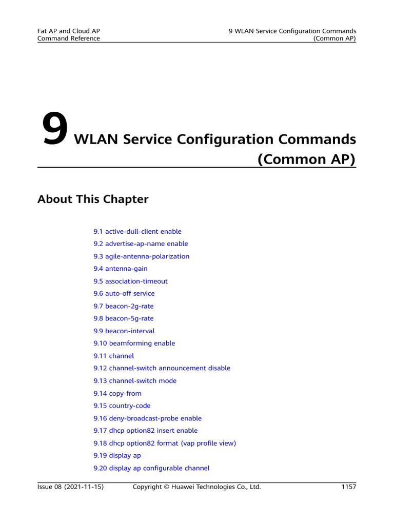 01 09 Wlan Service Configuration Commands Common Ap Pdf Pdf Ieee 3705