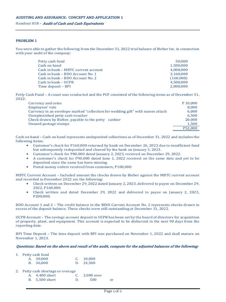 Audit of Cash and Equivalents Analysis | PDF | Banks | Transaction Account