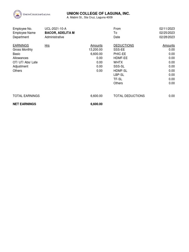 Ucl Payslip - 022823-37 PDF | PDF