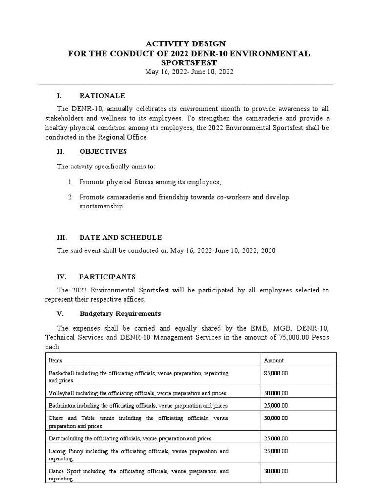 2022 DENR-10 Environmental Sportsfest | PDF