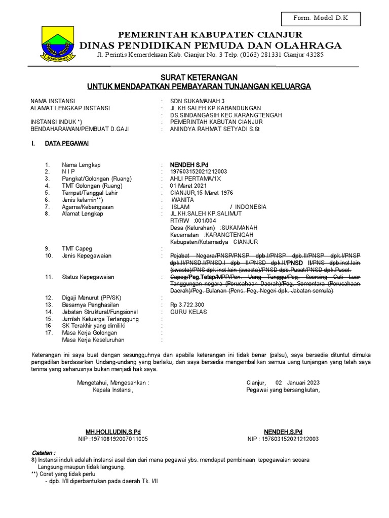 KP4 Blangko Nendeh | PDF