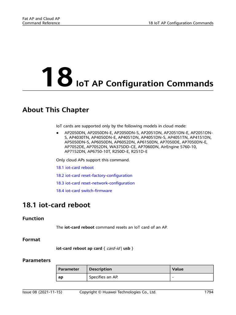 01-18 IoT AP Configuration Commands | PDF | Internet Of Things | Computer Network