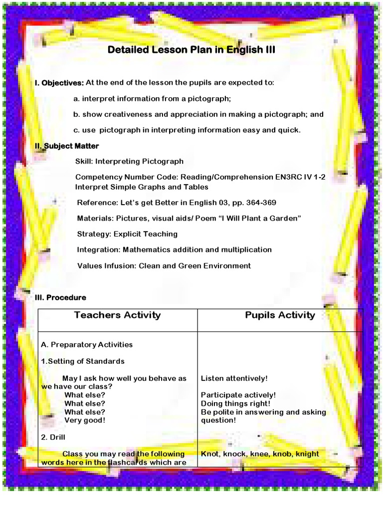 Detailed Lesson Plan in English III PDF | PDF | Vegetables | Lesson Plan