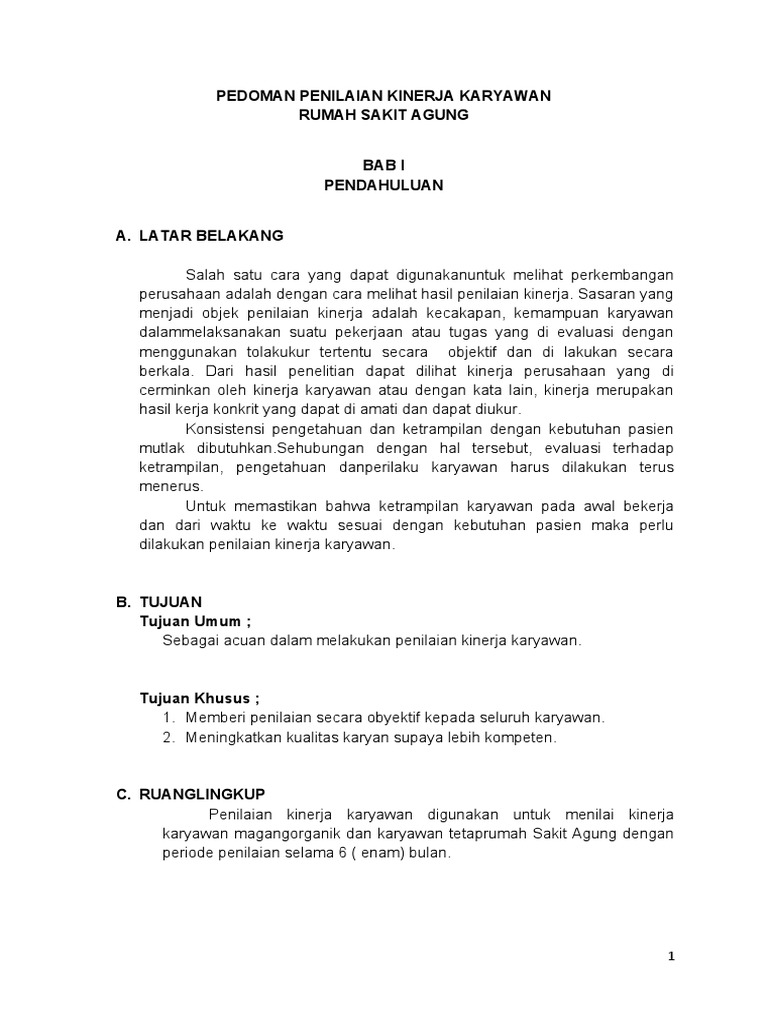 Pedoman Penilaian Kinerja Karyawan | PDF