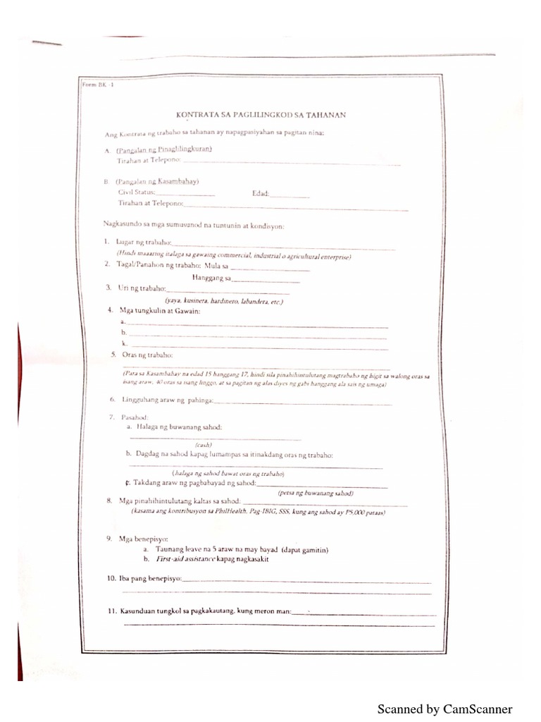 Kasambahay Contract | PDF