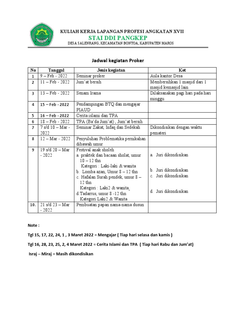 Jadwal PROKER | PDF