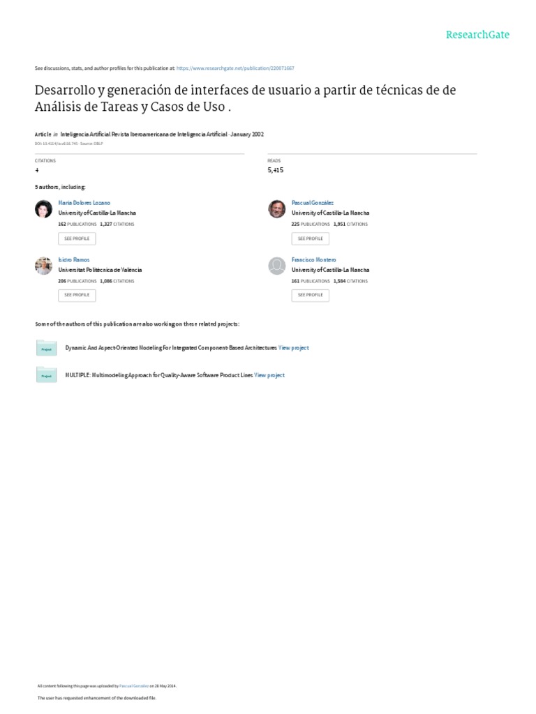 Desarrollo y Generación de Interfaces de Usuario A Partir de Técnicas de de Análisis de Tareas y ...