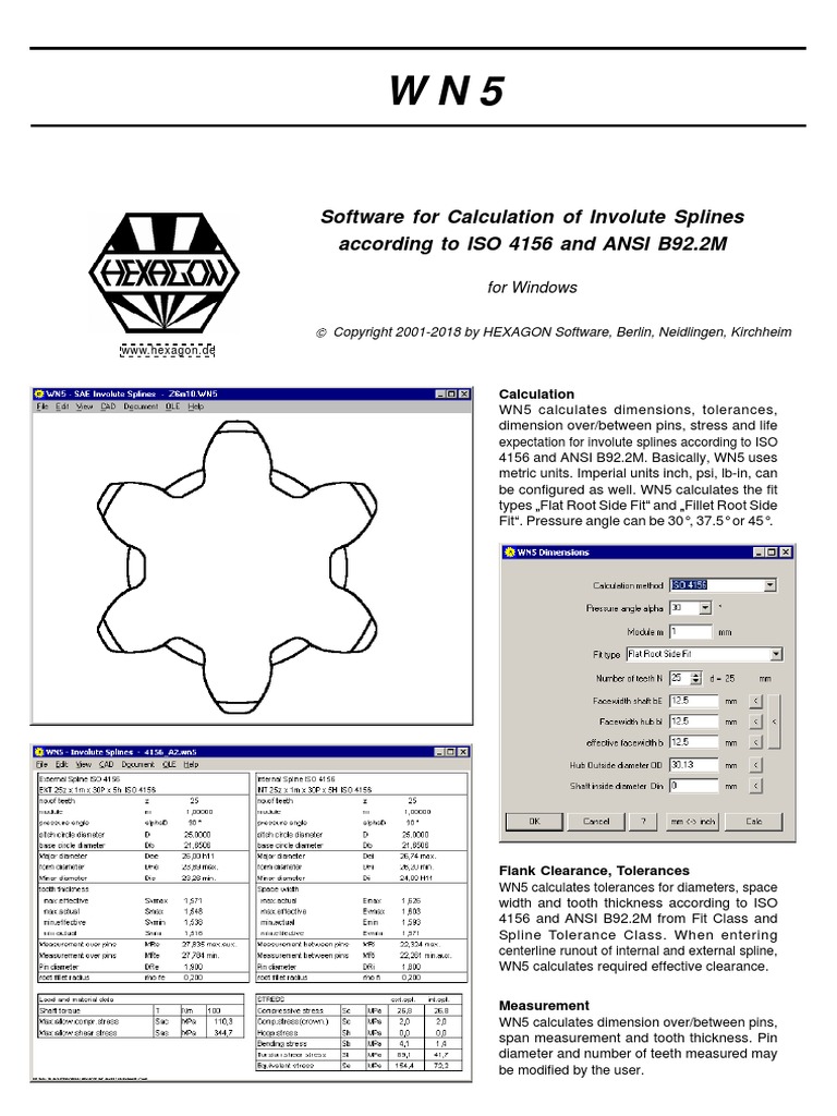 Software For Calculation of Involute Splines According To ISO 4156 and ...