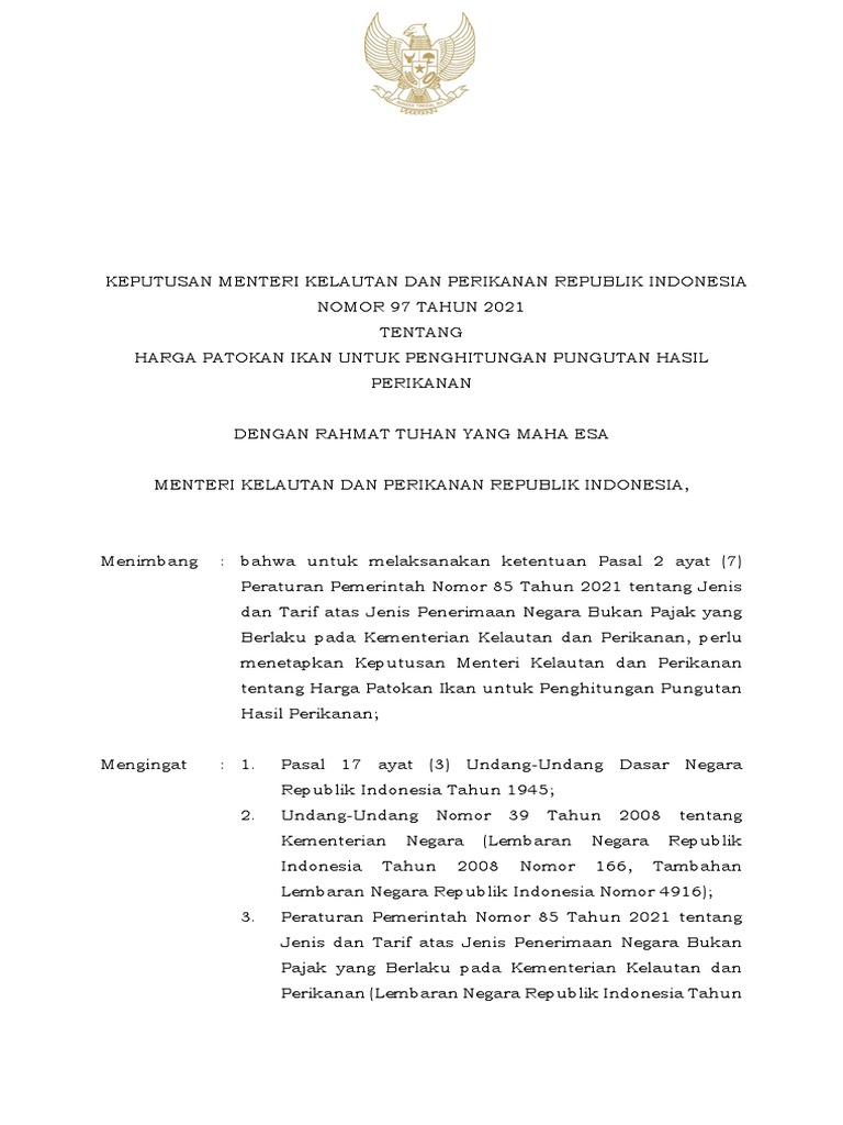 Harga Patokan Ikan 2021 | PDF | Griya & Taman