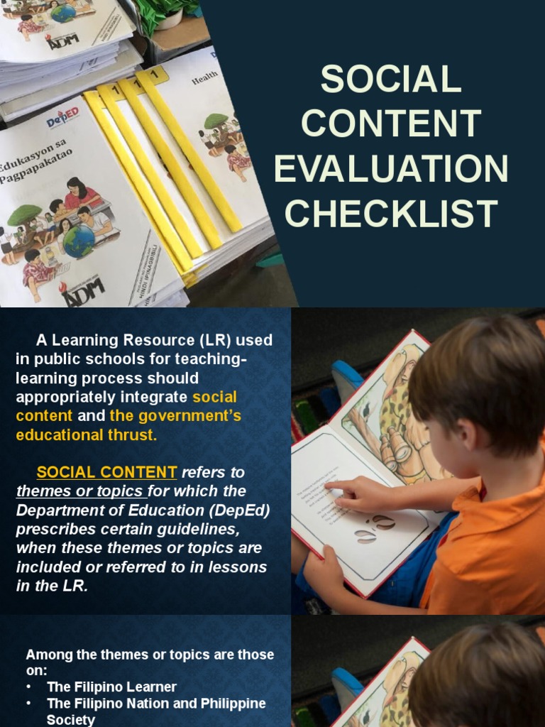 Social Content Evaluation Checklist | PDF | Learning | Gender