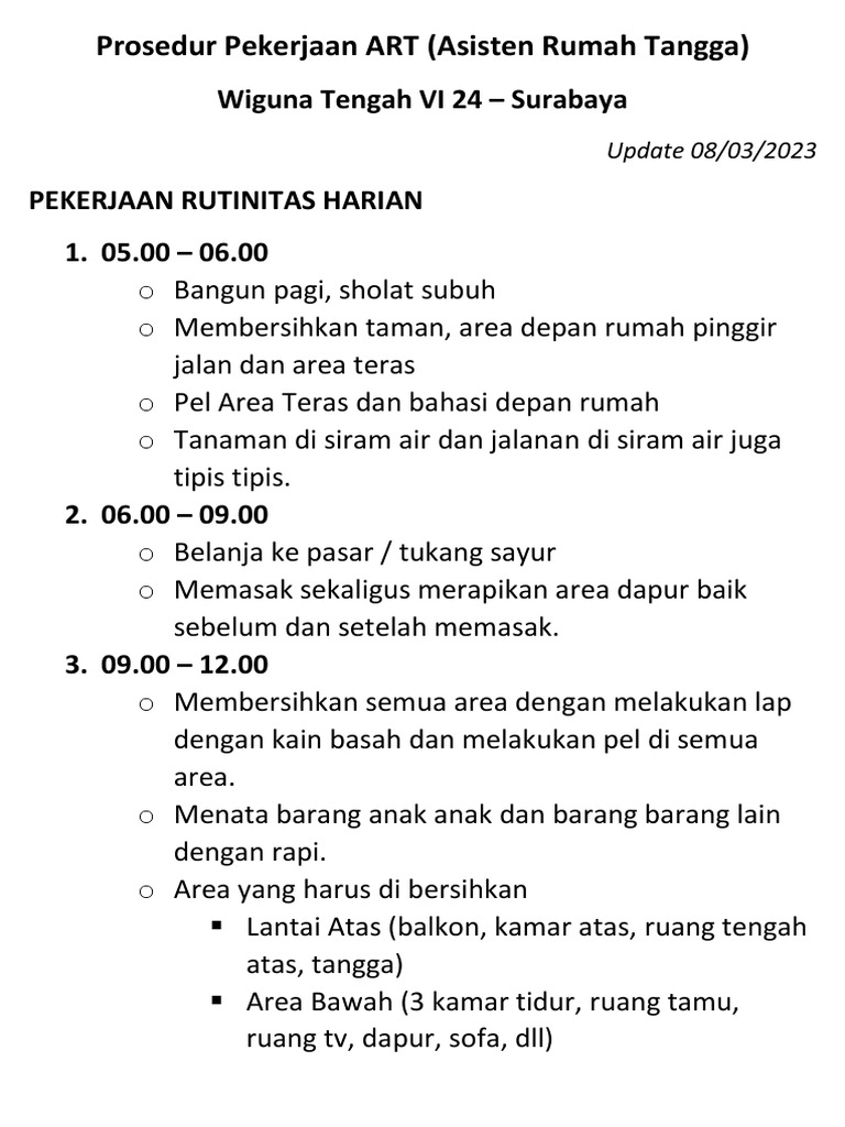 SOP ART PRT Rumah Wiguna PDF | PDF