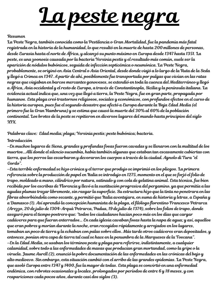 La Peste Negra en la Edad Media | PDF | Muerte negra | Edades medias