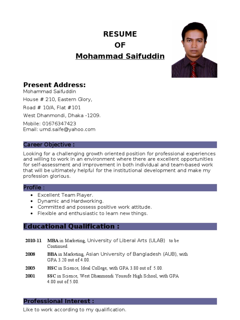 Resume of Saife | PDF | Career & Growth | Business