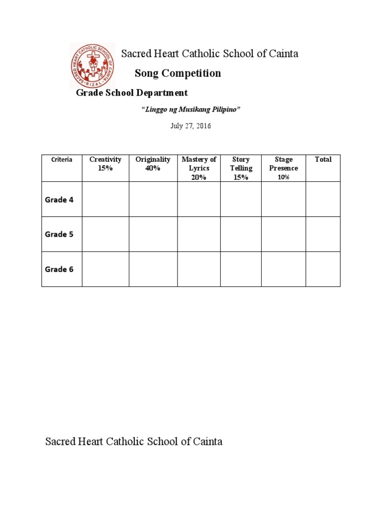 Criteria For Song Comp | PDF