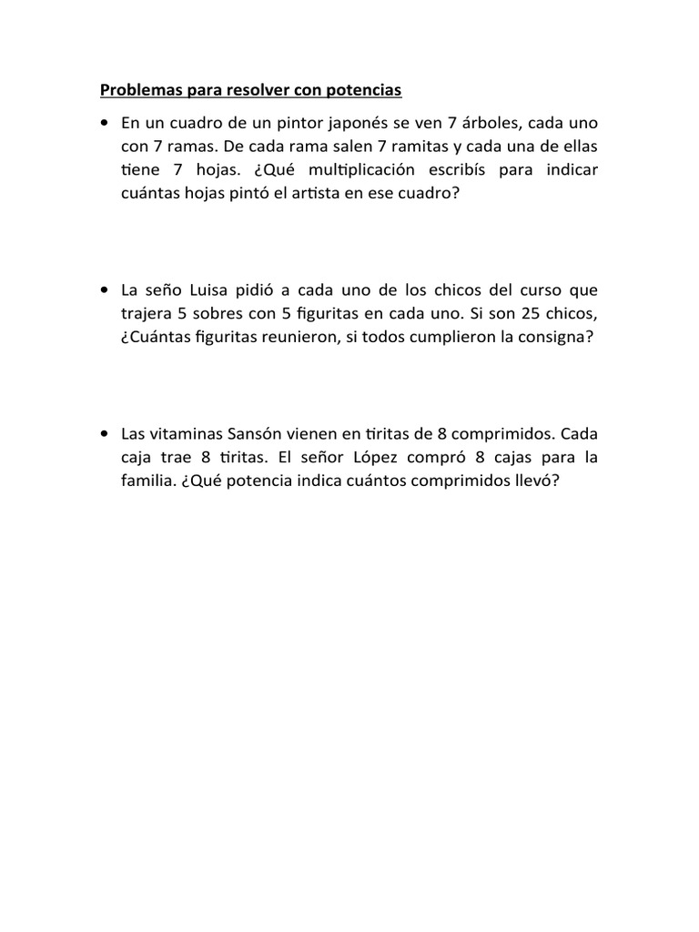 Problemas para Resolver Con Potencias | PDF
