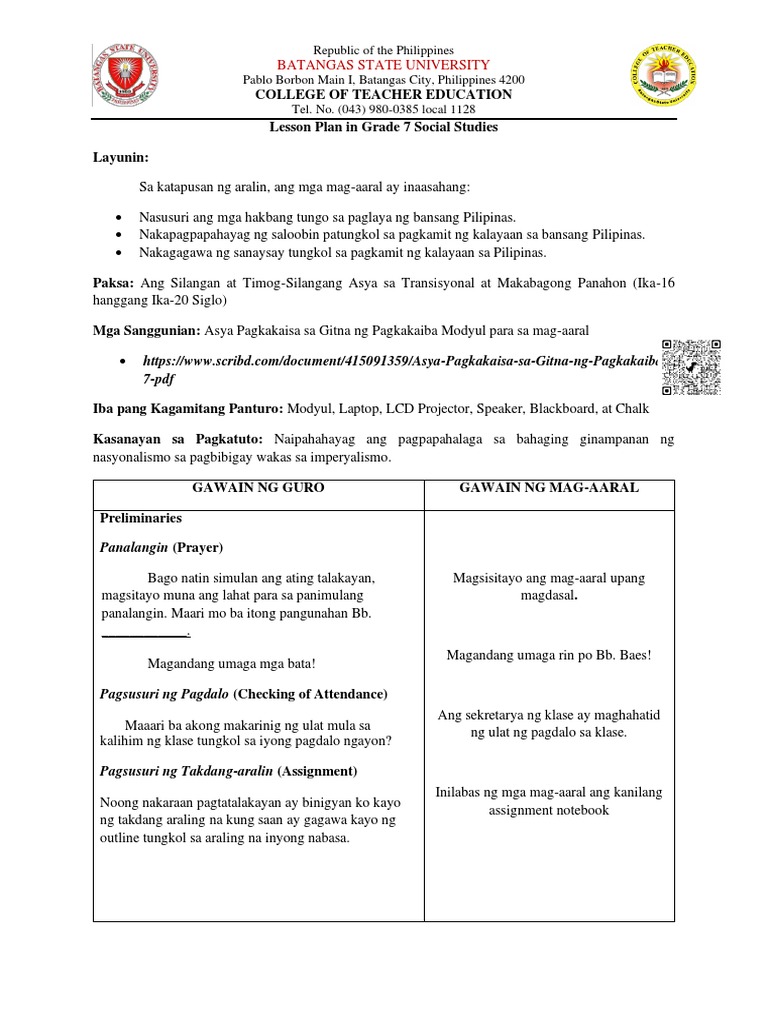 Detailed Lesson Plan BAES | PDF
