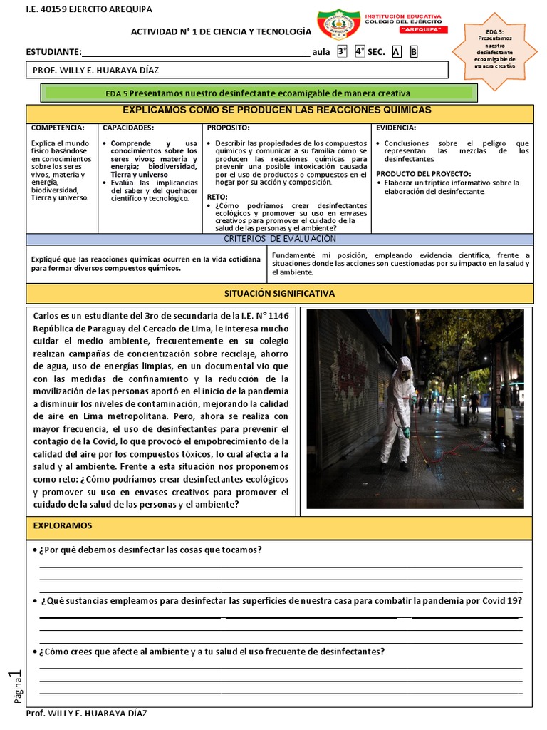 (PDF) 3° y 4° Sec. Semana 1 EXPLICAMOS CÓMO SE PRODUCEN LAS REACCIONES QUÍMICAS EDA 5 CYT 2022 ...