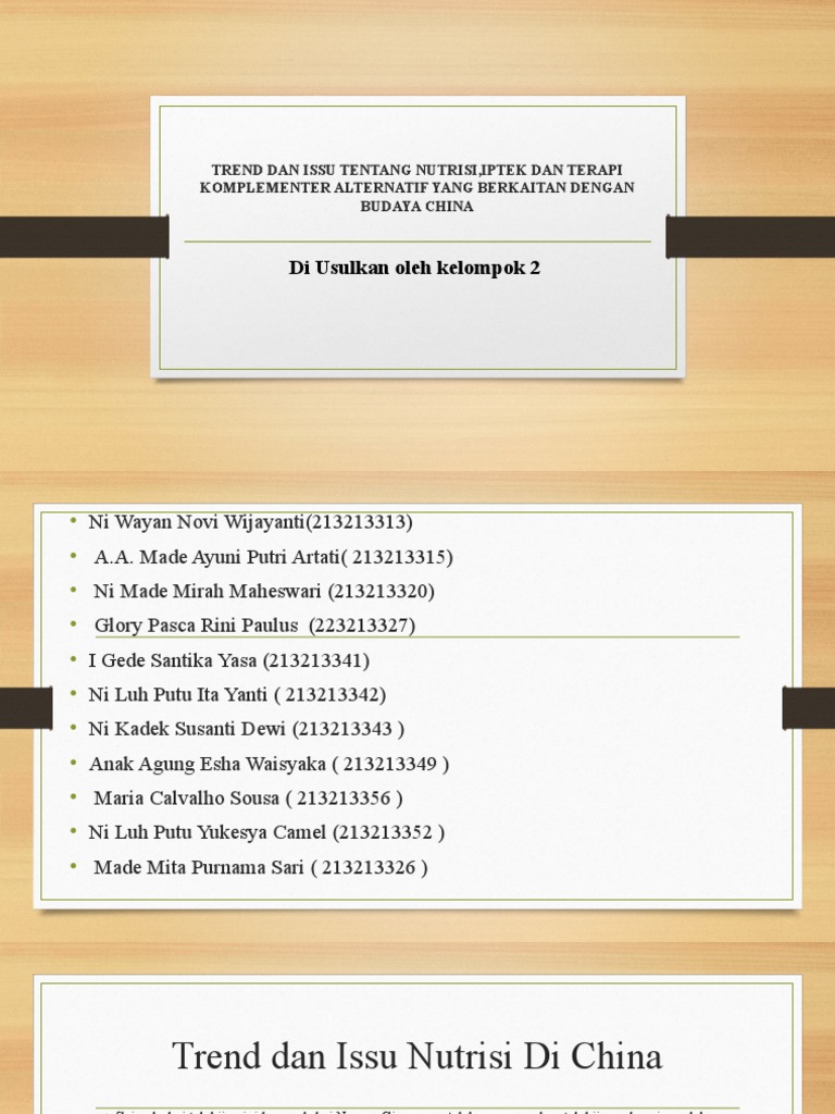 KLP 2 - Trend Dan Issu Tentang Nutrisi, Iptek Dan Terapi Komplementer Alternatif Yang Berkaitan ...