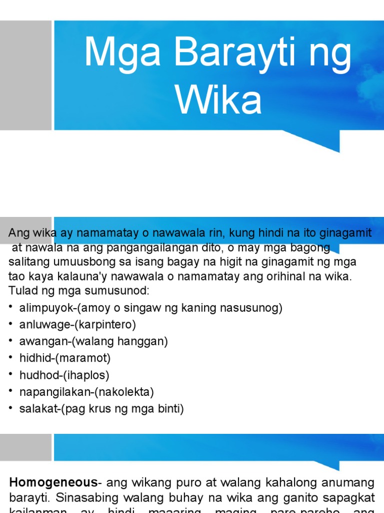 Mga Barayti NG Wika | PDF