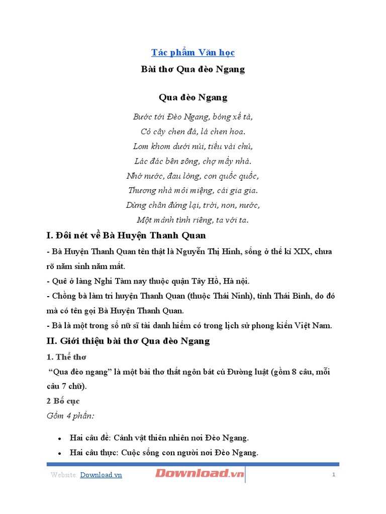 Bai Tho Qua Deo Ngang | PDF