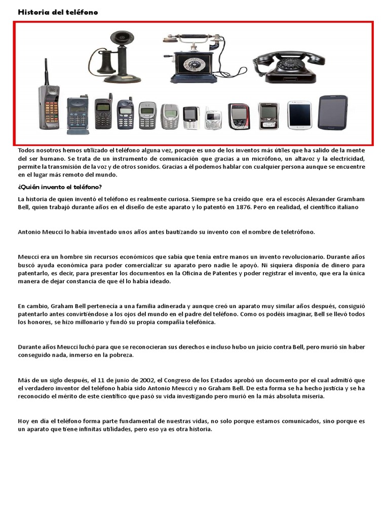 Historia del teléfono y su inventor real | PDF | Teléfono | Sector ...